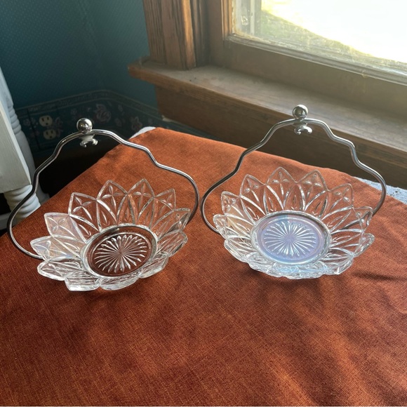 Dining | 2 Vintage Federal Glass Petal Mint Dish Stand 6 Condiment ...